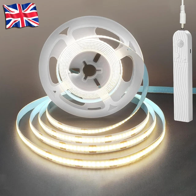 DUAL POWER COB LED Strip USB & Battery, PIR Motion Sensor Under Cabinet ...