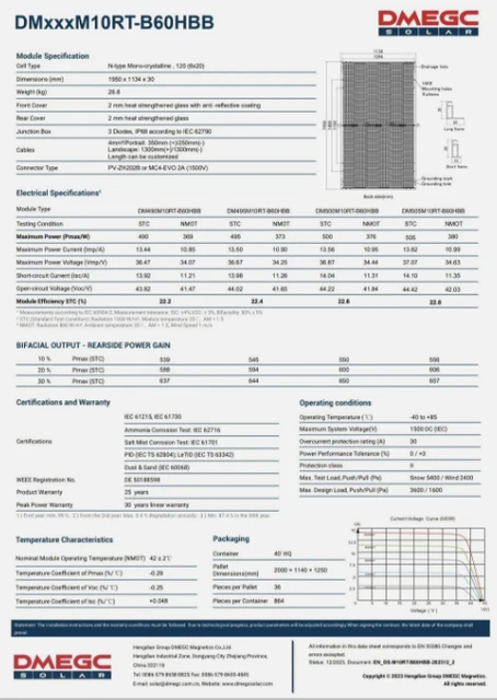 DMEG SOLAR 500WP full Black Bifacial Solar Panel DM500M10RT-B60HBB £77. ...