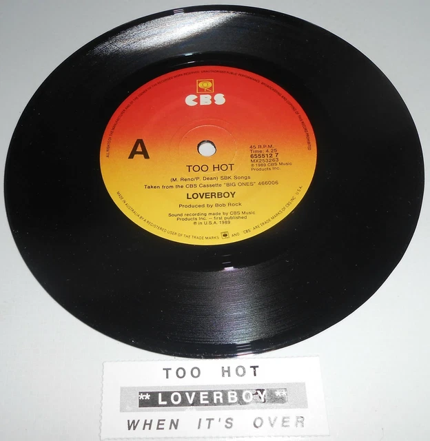 LOVERBOY TOO Hot 7" 45 rpm vinyl record NEW + juke box title strip $19. ...