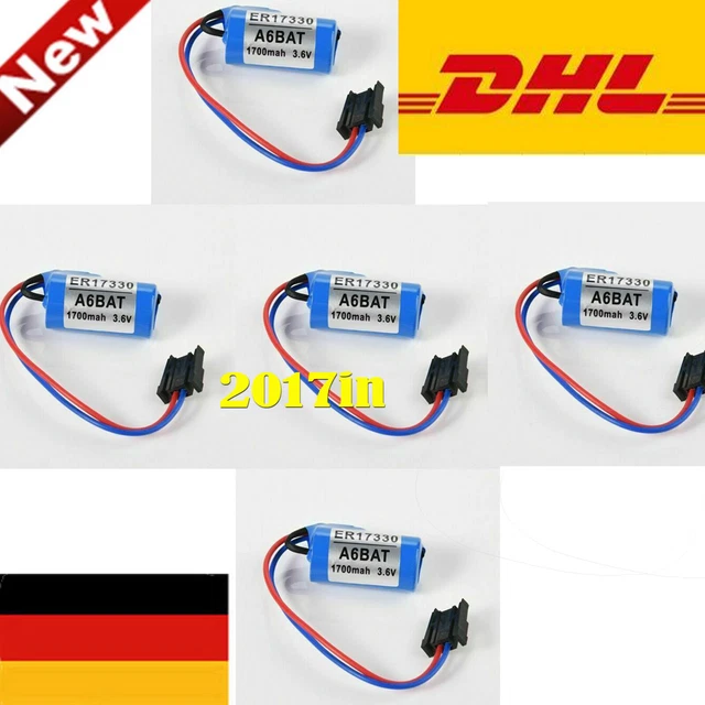 5 PIEZAS BATERÍA PLC PLC para Mitsubishi A6BAT ER17330V tamaño 2/3A 3 ...