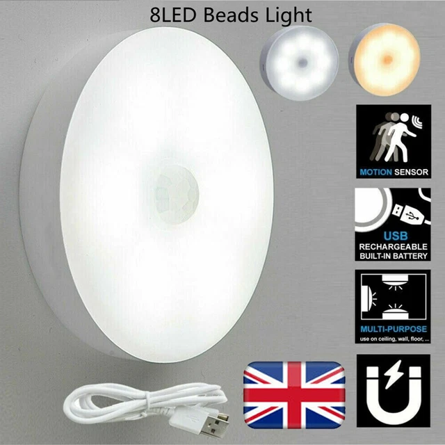 4X 8-LED PIR Auto Motion Sensor Wireless Infrared Night Light Cabinet ...