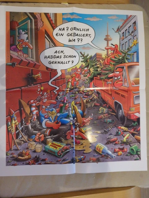 BRÖSEL WERNER POSTER Bagger Neujahr Hat's schon geknallt? EUR 15,00 ...