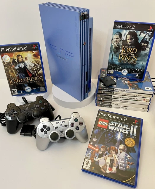 SONY AQUA BLUE PlayStation 2 Bundle PS2 Console with 9 Games 2 ...