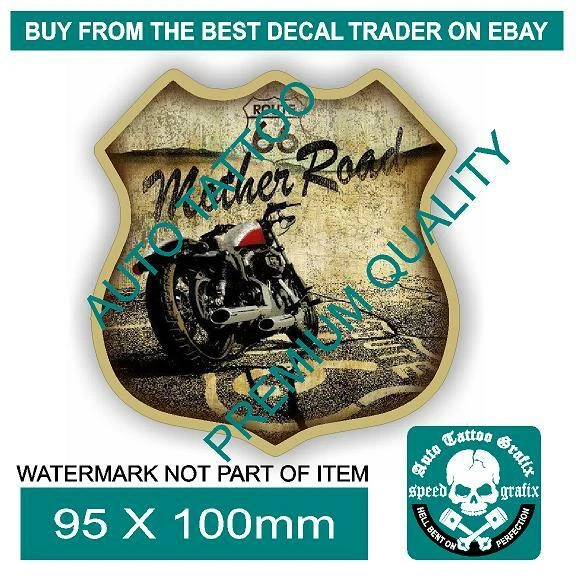 RUSTIC ROUTE 66 Decal Sticker Vintage Americana Retro Motorbike Hot Rod ...