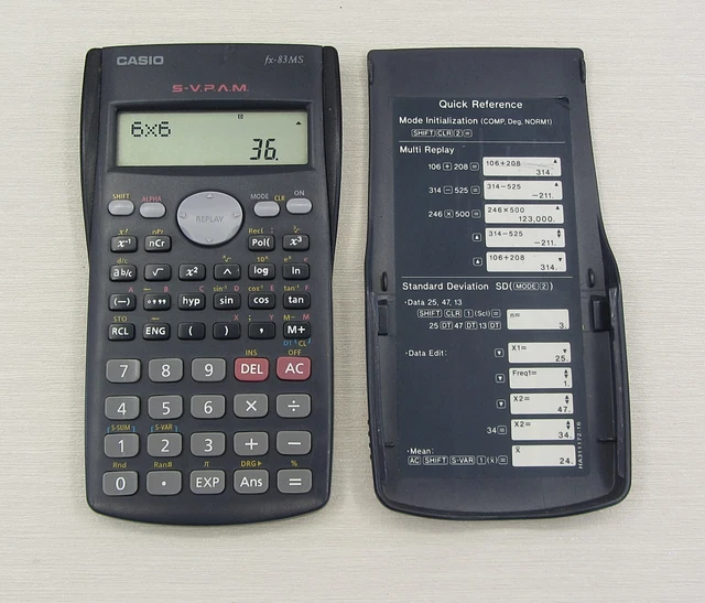 CASIO FX-83MS SCIENTIFIC Calculator With Slip Case Cover School College ...