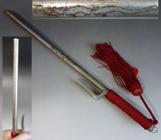 JUTTE JITTE DRAGON Japanese traditional weapon iron pole Edo police had ...
