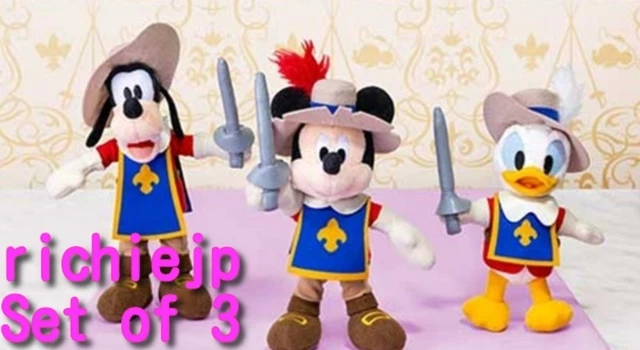 Japan Tokyo Disney Mickey Donald Goofy Plush Toy Badge The Three
