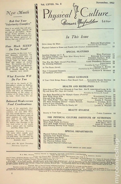 PHYSICAL CULTURE MAGAZINE) Vol. 68 #5 GD 1932 £20.94 - PicClick UK