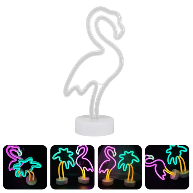 LED SIGN BATTERY Table Lamps Flamingo Neon Pretty Night Light £17.99 ...