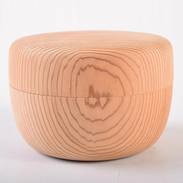 BOÎTE À THÉ japonaise en bois d'inami sculptée Hira Natsume par Iwakura ...