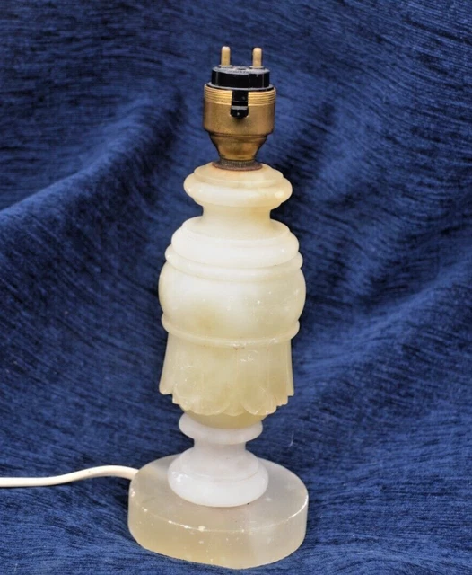 ANTIQUE ALABASTER TABLE Lamp Art Deco Hand Carved Lamp Base 17cm High £ ...