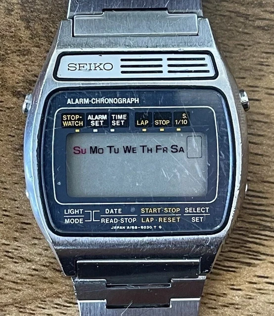VINTAGE SEIKO A159-5000 LCD Chronograph Digital Watch - 1978 - Spares or Repair £50.00 - PicClick UK