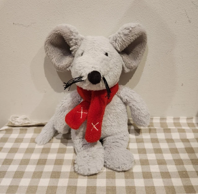 JOHN LEWIS X Jellycat Grey Mouse Red Scarf Soft Toys Plushies £16.15 ...