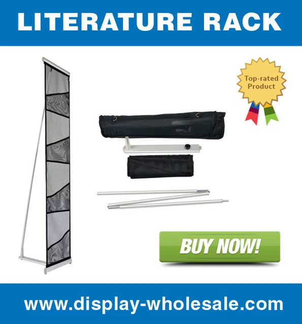 FOUR-POCKET MESH FLOOR Literature Rack Brochure Magazine Display Holder ...