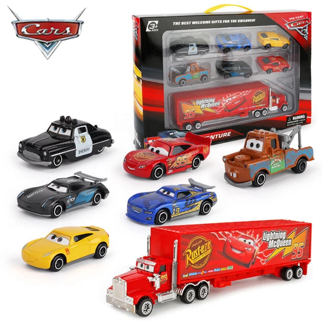 DISNEY PIXAR CARS Lightning Mcqueen Mater Jackson Police Car Truck ...