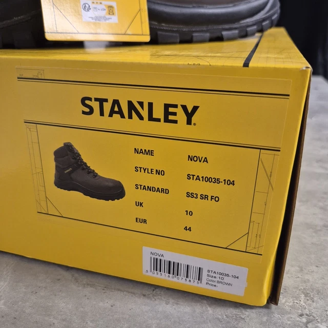 SAFETY WORK BOOTS Steel Toe/Midsole - Stanley Nova - Size 10 - Brown ...