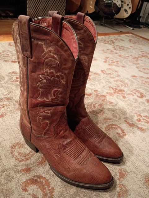 DAN POST COGNAC Shark Skin & Leather Upper R Toe Cowboy Boots #Dp2358 ...
