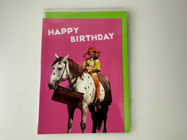 GLÜCKWUNSCHKARTE PIPPI LANGSTRUMPF Happy Birthday Geburtstag Lindgren ...