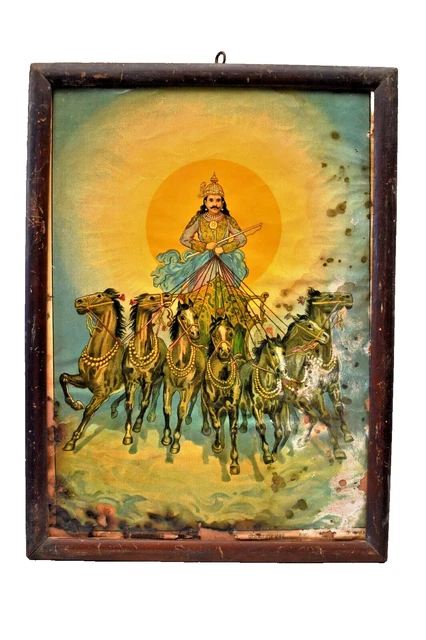 VINTAGE RAJA RAVI Varma Oleograph Print Press Surya Dev The Hindu ...