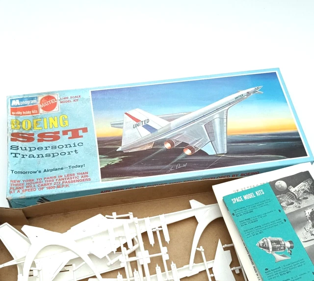 KIT ANCIEN MONOGRAM 1/400è BOEING SST SUPERSONIC TRANSPORT 1968 BOITE 32x13 cm EUR 16,90 ...