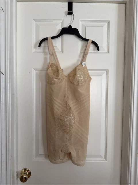 VINTAGE 38 B RAGO All in One Girdle Bodysuit Garters body briefer Tan ...