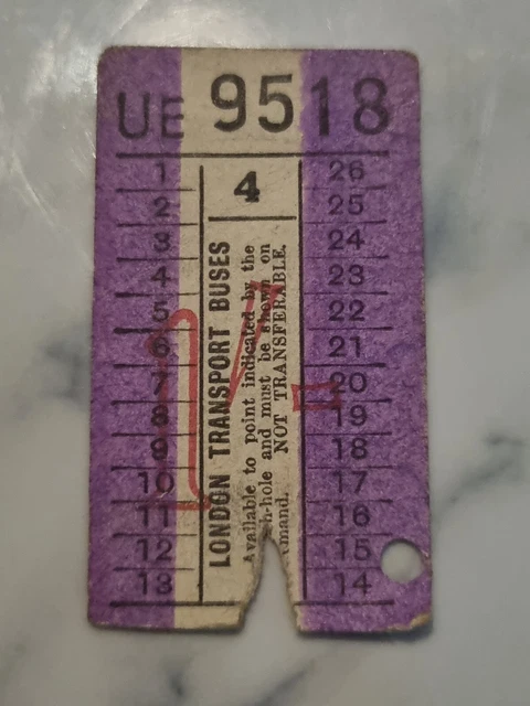 BUS TICKET London Transport Buses Service Route 4 - 1 shilling £3.99 ...