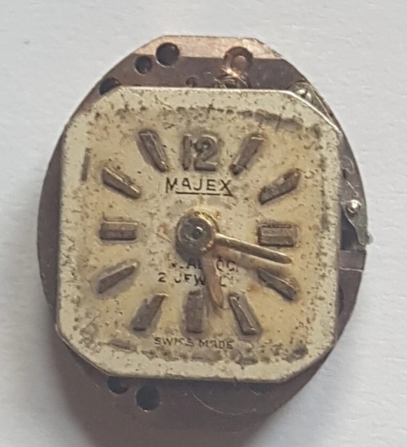 VINTAGE LADIES MAJEX 21 Jewels Swiss Made Watch Face and Movement For ...