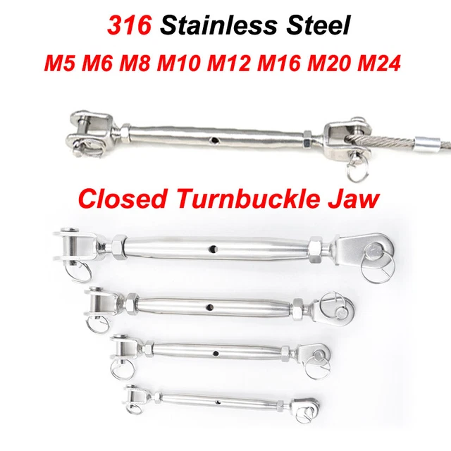 STAINLESS STEEL 316 Turnbuckle Jaw Wire Rope Rigging Screw Bottle ...
