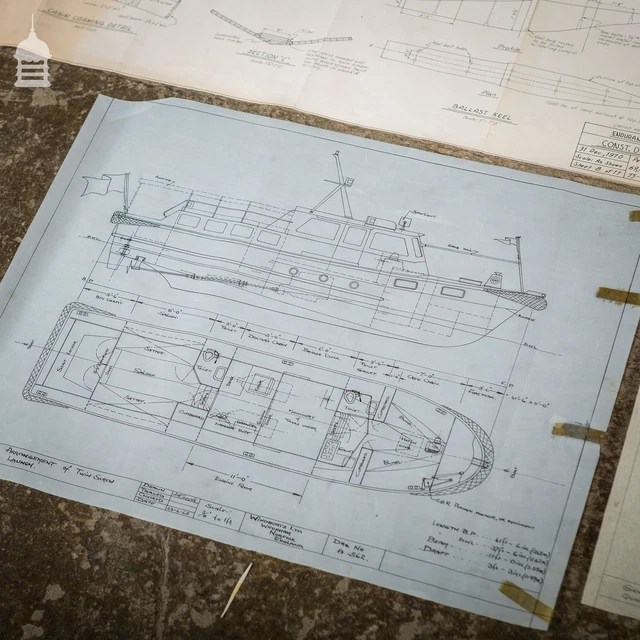 TECHNICAL DRAWINGS BLUEPRINTS, Batch of 550 Vintage Marine ...