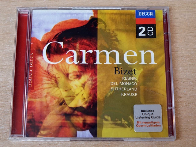 BIZET/CARMEN/1963 DECCA 2X CD Album/Resnik/Del Monaco/Sutherland/Krause ...