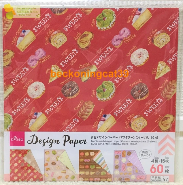 DAISO SWEETS DOUBLE Face Design Paper 60 Origami Cake Tart Donut Bread ...