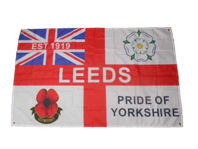 LEEDS FOOTBALL CLUB flag. 5ft x 3ft. St George's Cross Leeds United ...