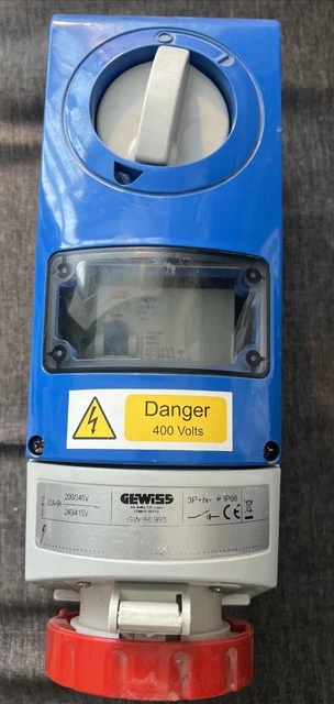 GEWISS 32A 3P+N+E 415V Interlocked Switched Socket RCD Compartment IP66 ...