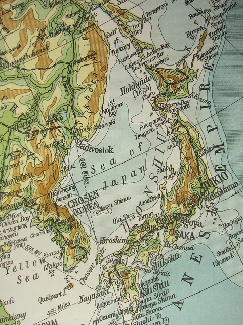 1919 LARGE MAP ~ Asia Physical Tibet Mongolia Siberia India China Japan ...