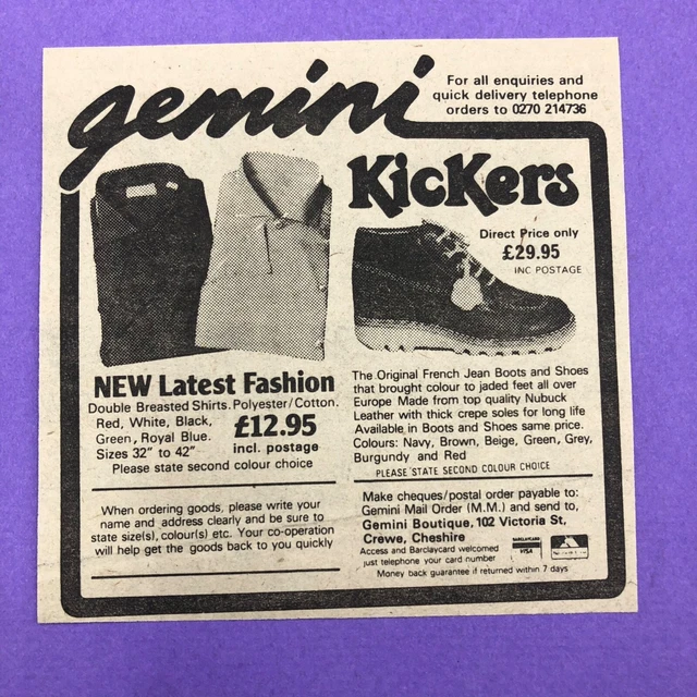 KICKERS 1981 SHOES Boots Advert Cutting £3.50 - PicClick UK
