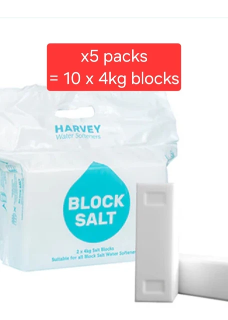 HARVEY'S WATER SOFTENER Block Salt - 5 Packs = 10 x 4kg Blocks £32.50 ...