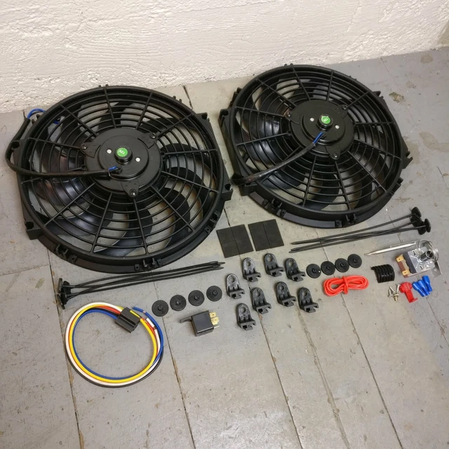 1960-66 CHEVY TRUCK Dual 12" Radiator Cooling S-Fan Kit Adj Temp Switch ...