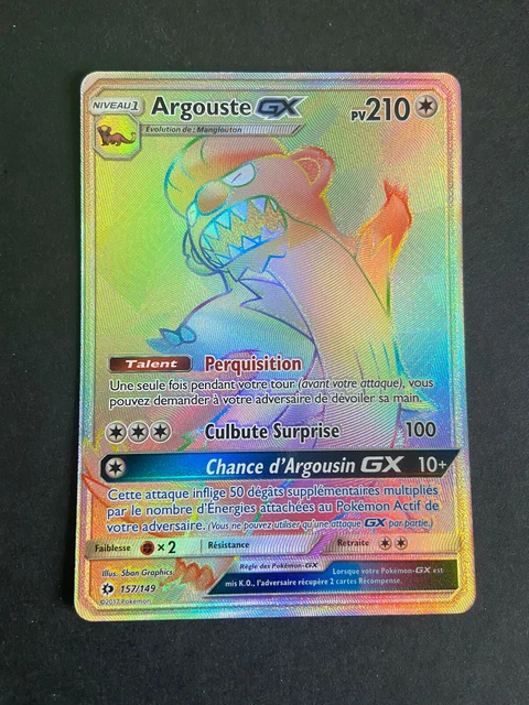 CARTE POKÉMON ARGOUSTE GX Secrete Rainbow Arc en ciel 157/149 Soleil ...