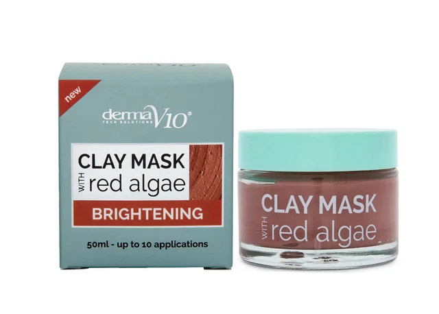 DERMA V10 CLAY Mask Brightening with Red Algae 50ml £9.99 - PicClick UK