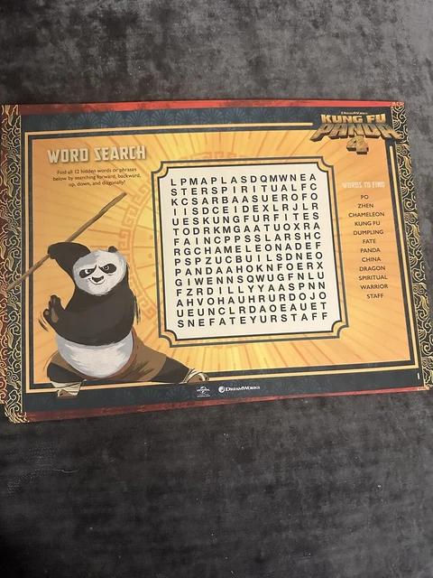 KUNG FU PANDA 4 Word Puzzle Sheets 10 Good For A Party £3.50 - PicClick UK