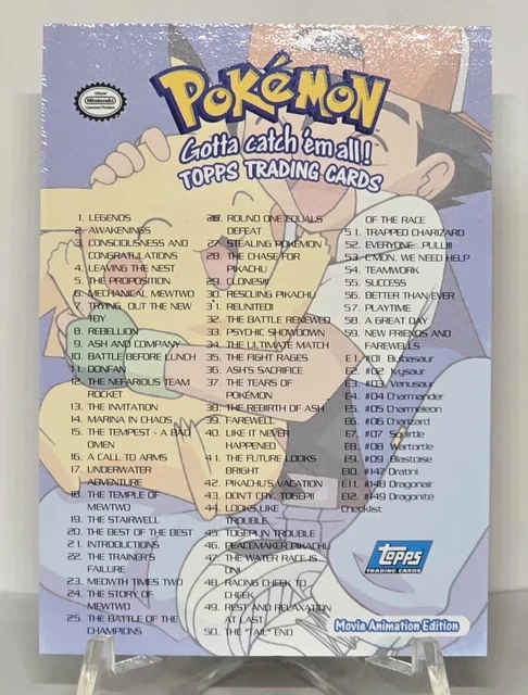 1999 POKÉMON TOPPS TV Animation Edition Checklist Blue Label FOIL Card ...