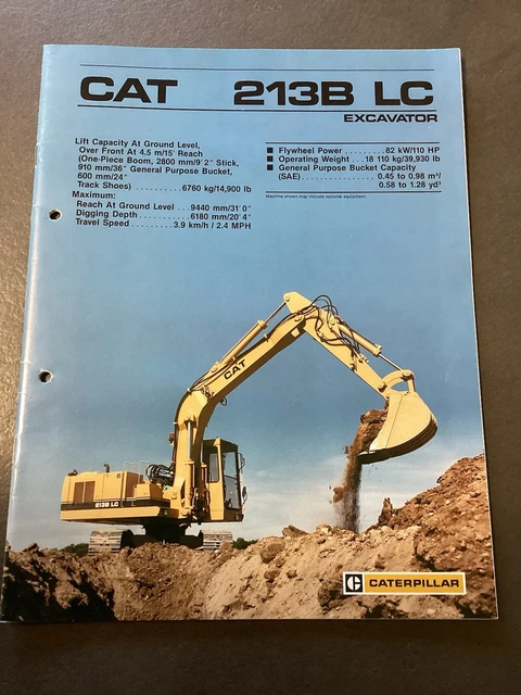 BAUMASCHINEN PROSPEKTE - Caterpillar 213 B LC Excavator 03/1988 EUR 5 ...