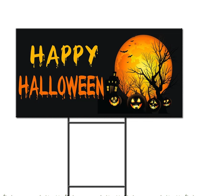 HAPPY HALLOWEEN PUMPKINS Scary Corrugated Plastic Yard Sign /FREE ...