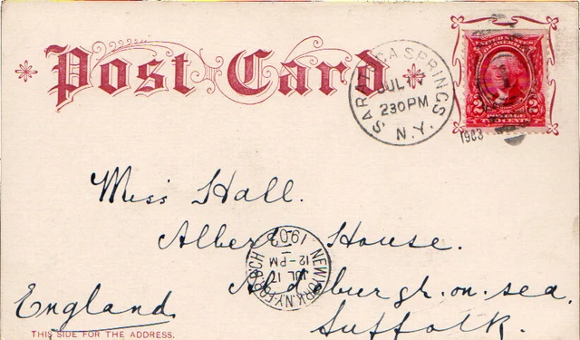 NEW YORK SARATOGA Springs 1903 numeral duplex 2c Washington 1902 ...