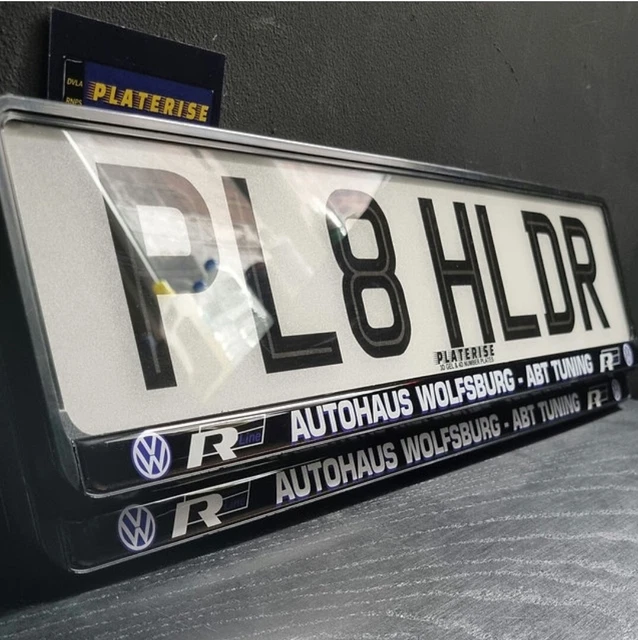 SET OF X2 VW R LINE VOLKSWAGEN Number Plate Surrounds Holders Frames. £ ...