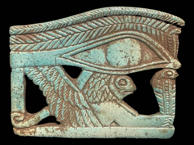 ANCIENT EGYPTIAN FAIENCE GLAZED EYE OF HORUS, SOBEK, HORUS PLAQUE - 664 ...