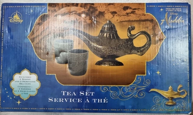 DISNEY ALADDIN CERAMIC Tea Set Genie Magic Lamp Teapot & 2 Tea Cups ...