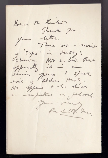 RICHARD INCE, SARA'S Seven Husbands, ALS Grant Richards re Huxley ...