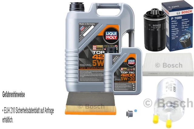 BOSCH INSPECTION SET 6 L LIQUI MOLY Top Tec 4200 5W-30 pour VW ...