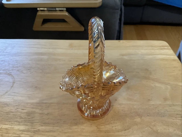 VINTAGE WESTMORELAND PINK Depression Glass Basket Basketweave 6” Rare ...